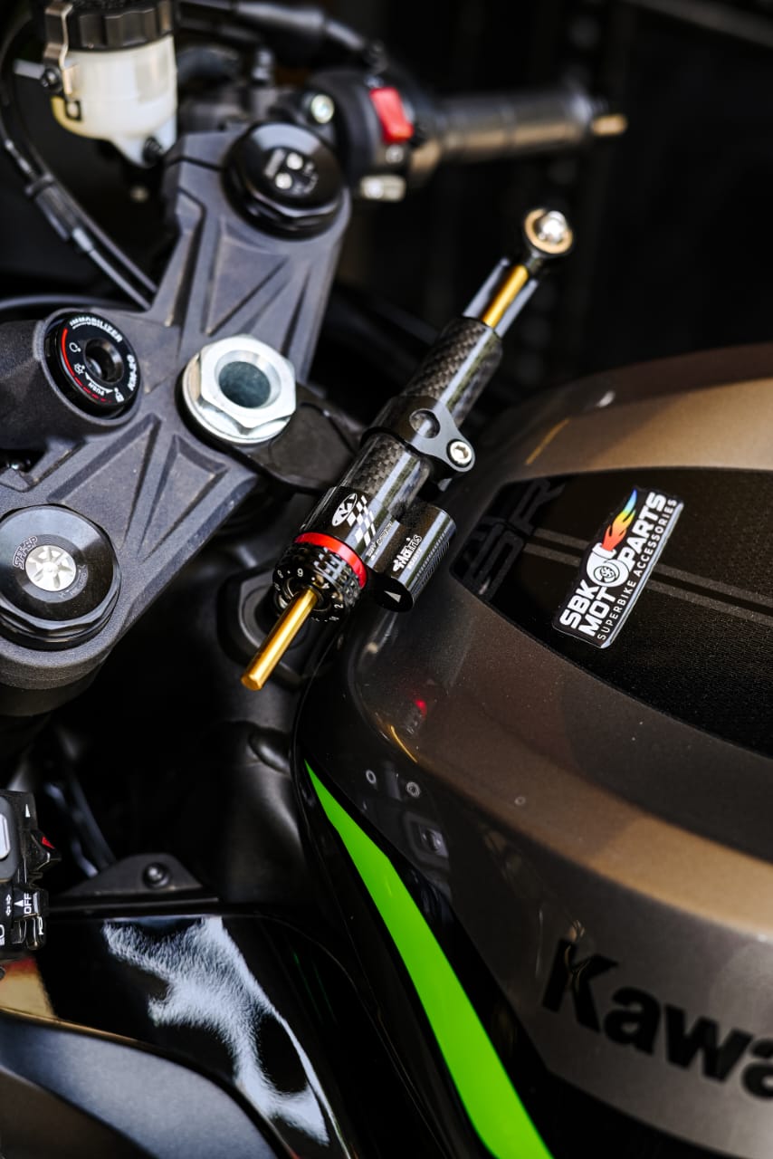 KAWASAKI ZX6R STEERING DAMPER (MATRIS) WITH ALL CLAMPS & FITMENT - SBK ...